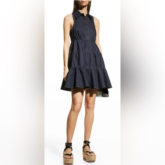 cinq a sept | Dresses | Cinq A Sept 5a7 Denim Bennett Tiered Mini Dress ...